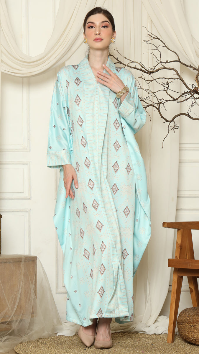 Aqua Sumba Ikat Long Kebaya Kaftan – Kanzi Collection