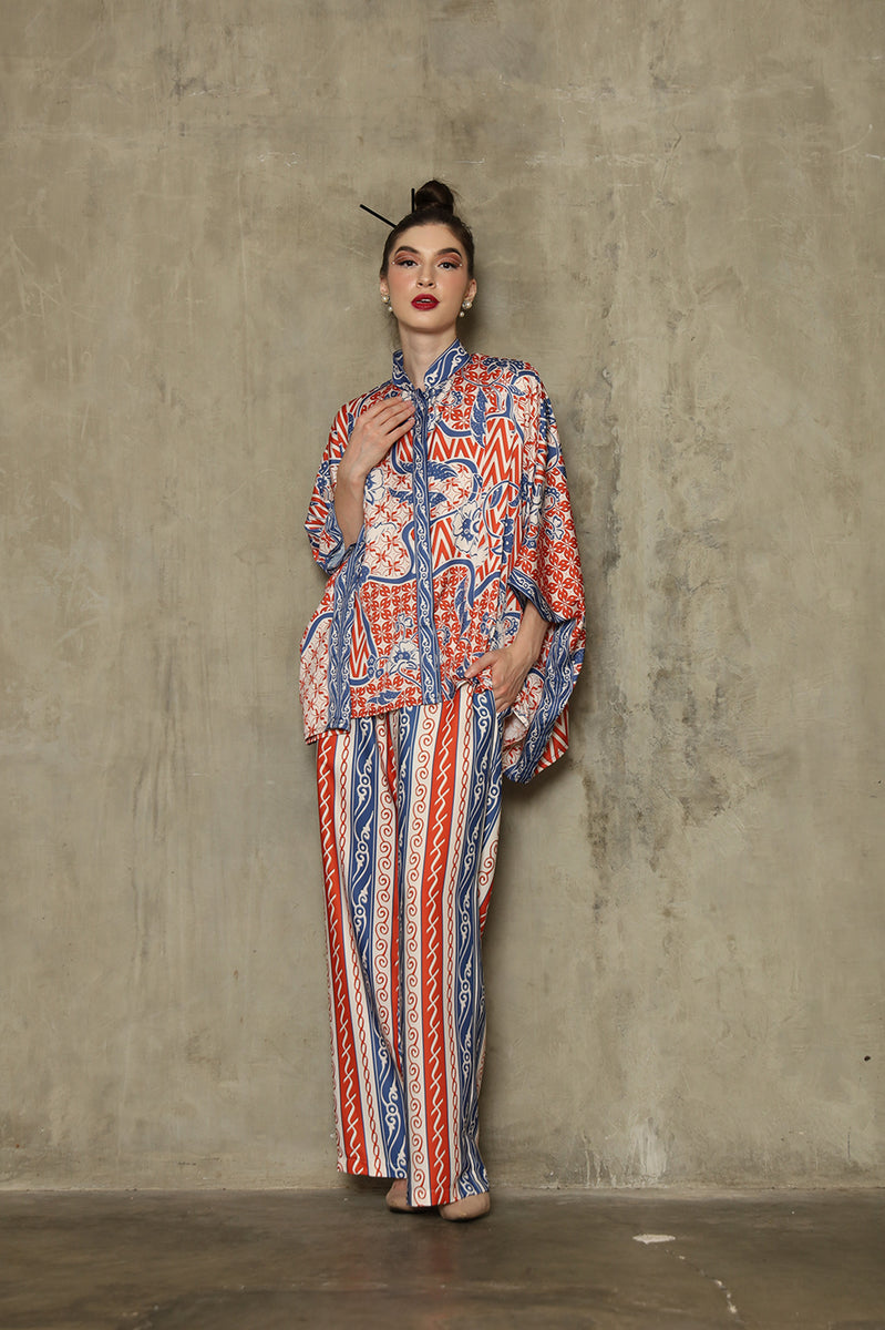 Blue Red Batik Pants Set – Kanzi Collection